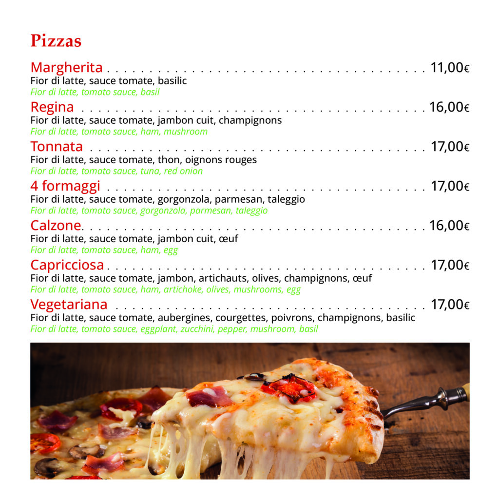 Menu – Bella Italia