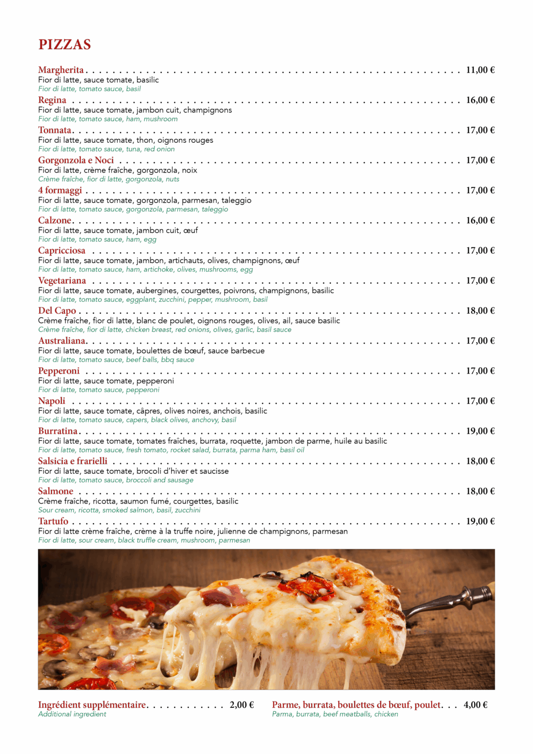 Menu – Bella Italia