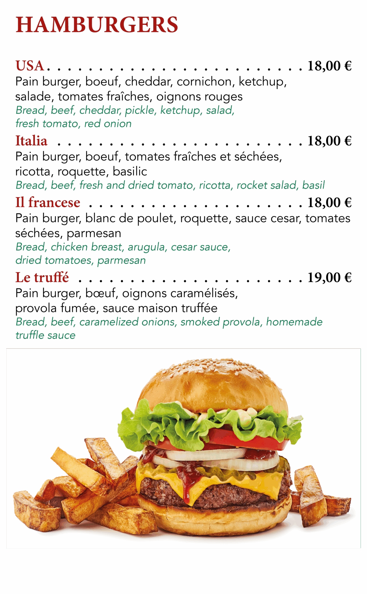 Menu – Bella Italia