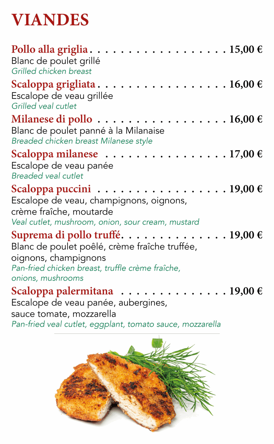 Menu – Bella Italia